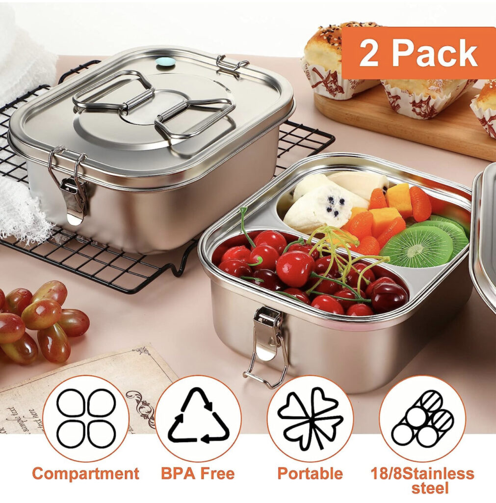 1000ml double layer Bento Steel lunch box - Una Boxes