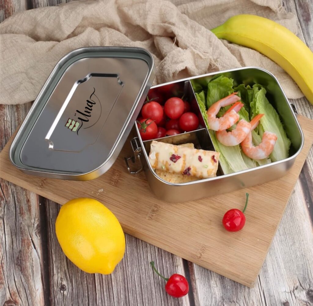 1200ml 3 partition Bento Steel lunch boxes - Una Boxes