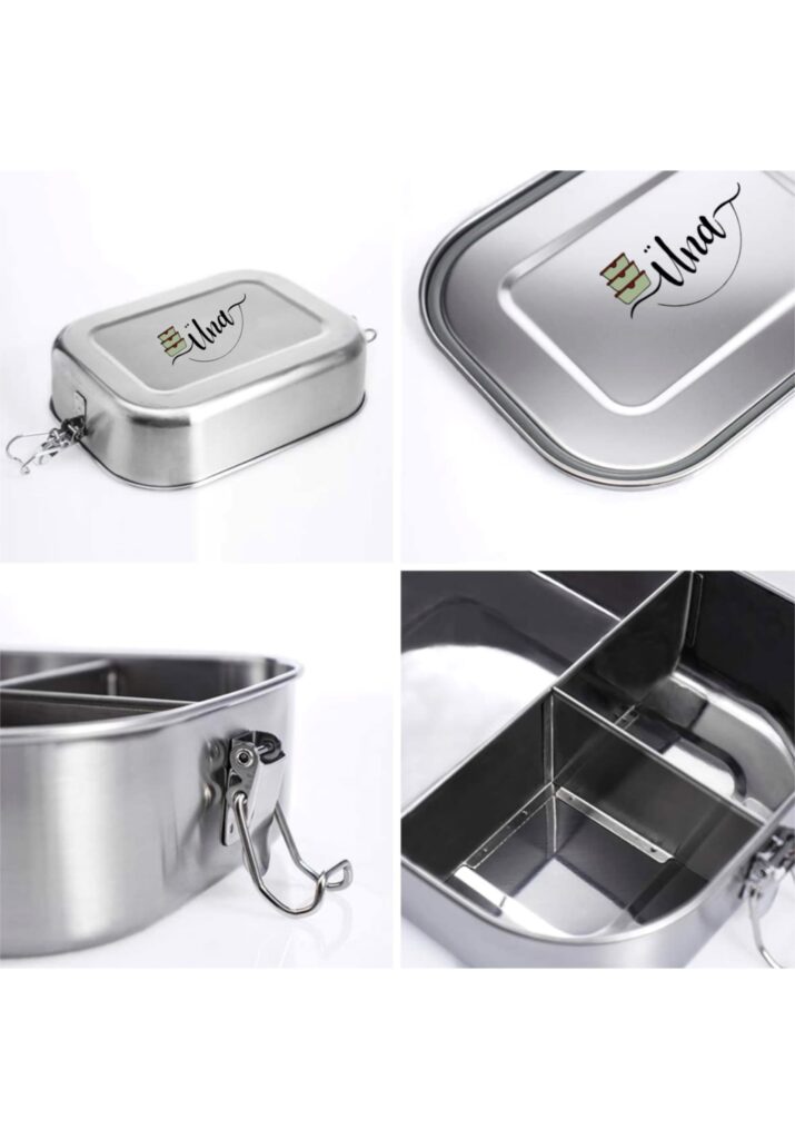 1200ml 3 partition Bento Steel lunch boxes - Una Boxes
